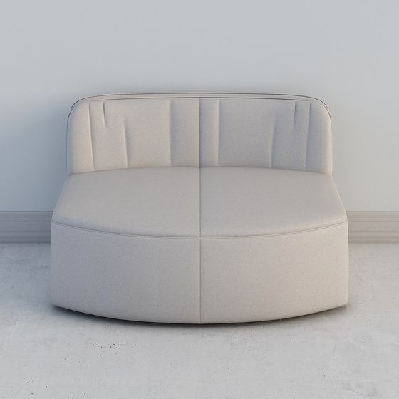 Round Sofa Low-Poly 3D Model – Beige Fabric Design