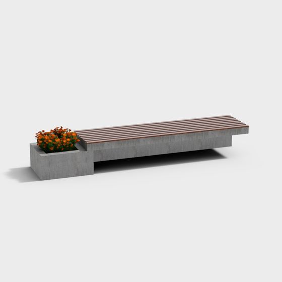 Stylish Urban Bench 3D model for Modern Spaces