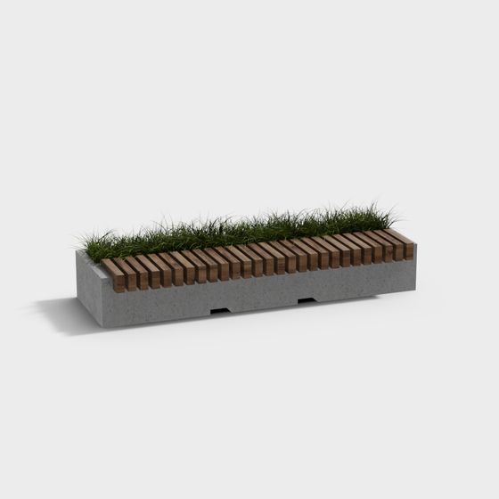 Urban Green Plant Bench 3D model