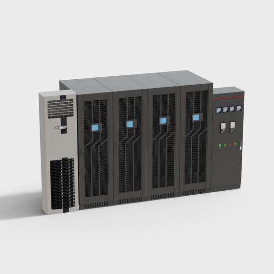 Low-Poly High-Detail Server Rack 3D Model