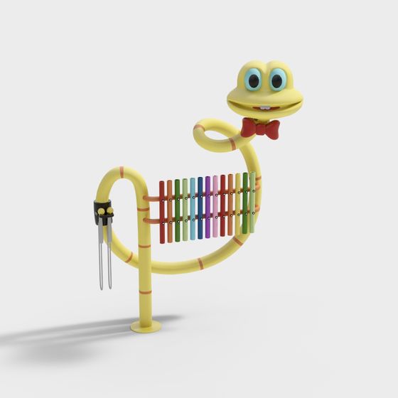 Whimsical Snake-Shaped Percussion Instrument 3D model