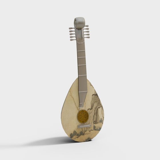 Traditional Guzheng 3D Model – Low Poly Wood Instrument