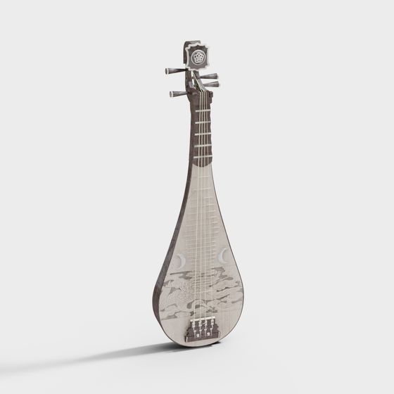 Traditional Musical Instruments 3D Model – Gray Style Free