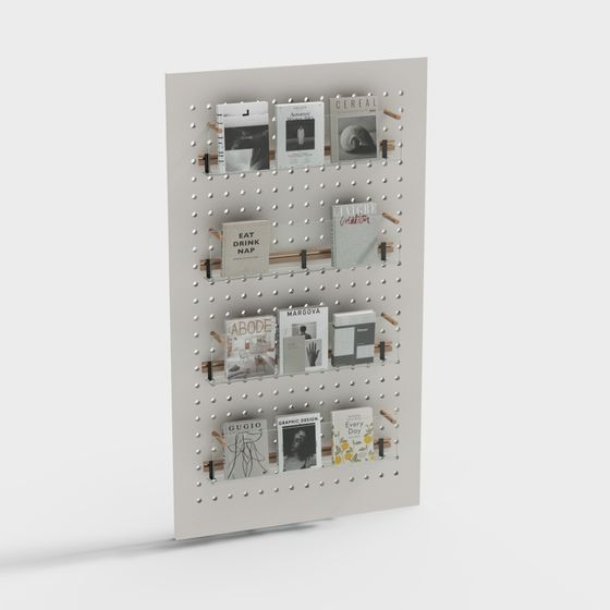Pegboard Magazine Rack 3D model for Modern Spaces