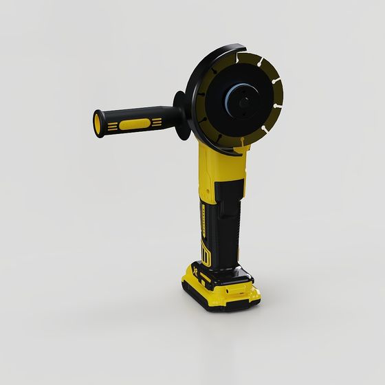 Industrial Angle Grinder 3D Model – Yellow Black Design