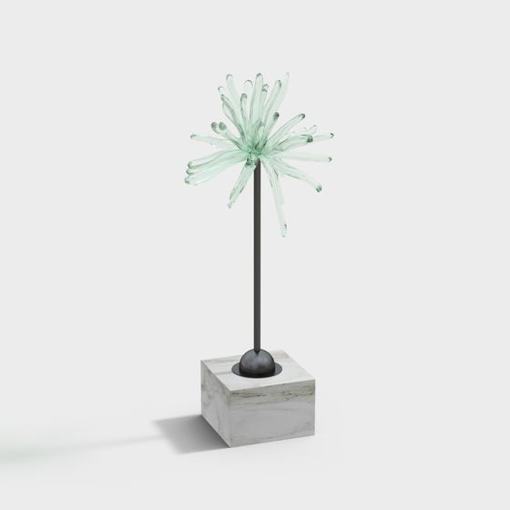 Glass Firework 3D Model – Green Glass Sculpture