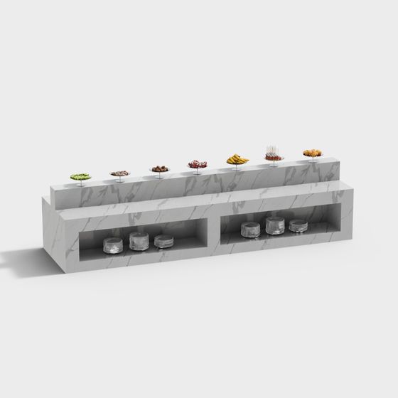 Elegant Marble Buffet Table 3D model