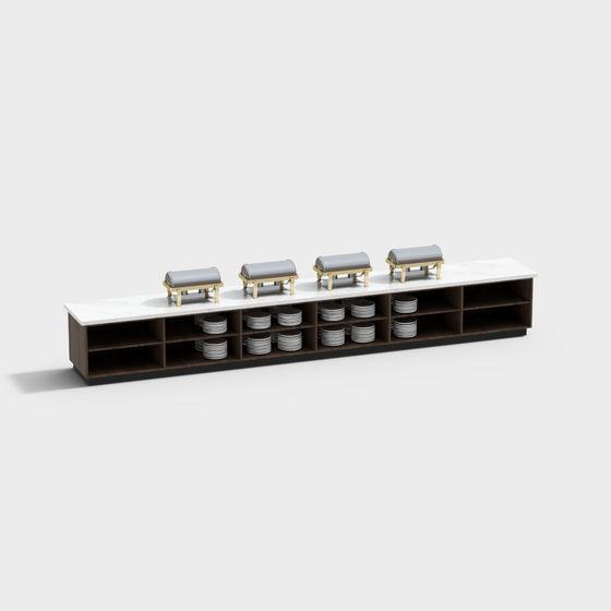 Stylish Buffet Counter 3D model for Contemporary Spaces