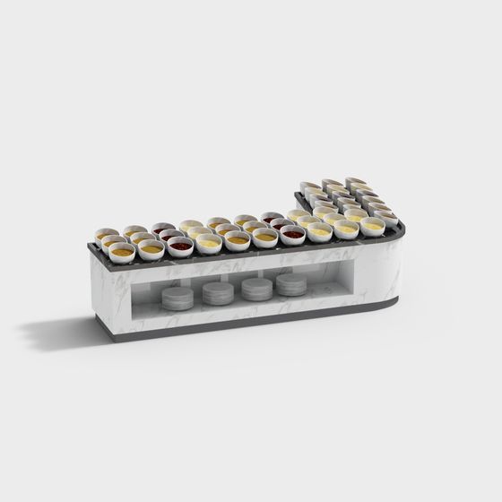 Savory Condiment Station 3D Model – Marble Texture Design