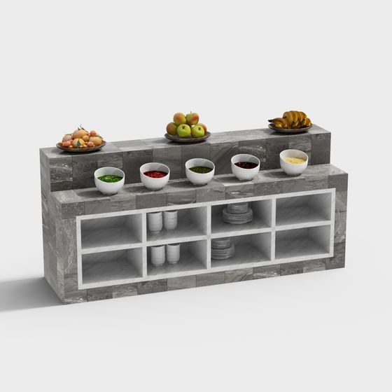 Gray Self-Service Condiment Station 3D Model – Restaurant Design Free