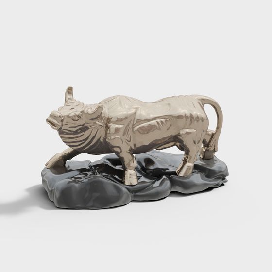 Realistic Rhino Sculpture 3D model