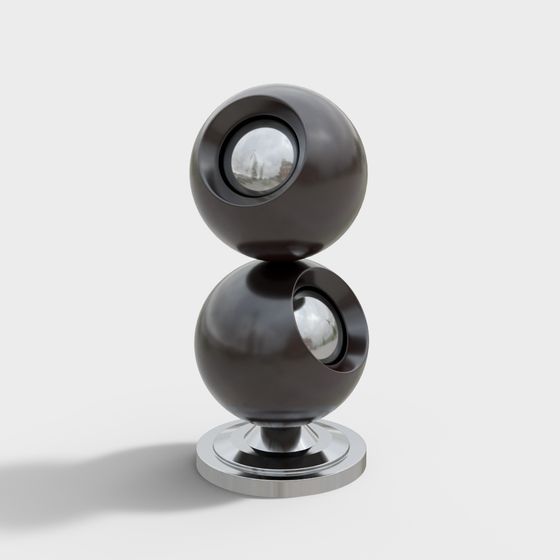 Balance Sphere Low-Poly Art 3D Model – Polished Black Spheres