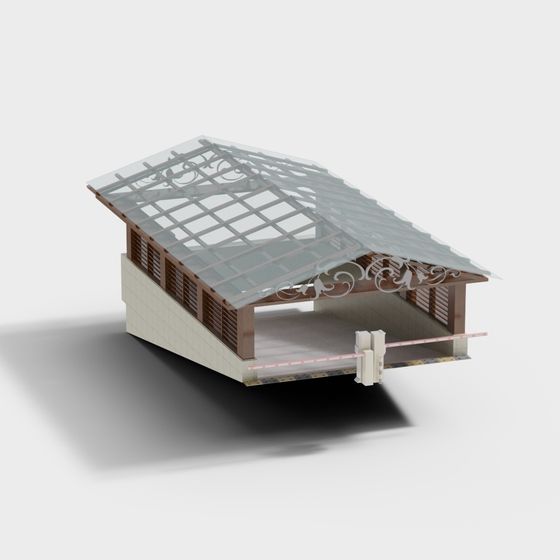 Futuristic Low-Polygon Building 3D Model