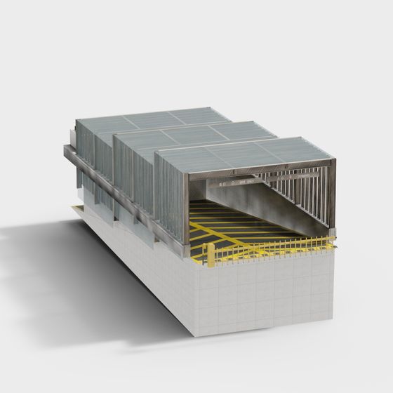 Futuristic Modern Garage 3D Model – Low-Poly Urban Design