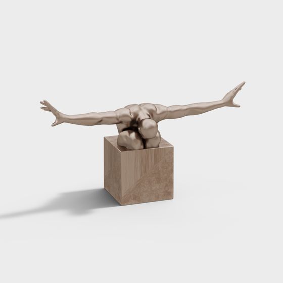 Balance Dance 3D Model – Metallic Muscular Figure