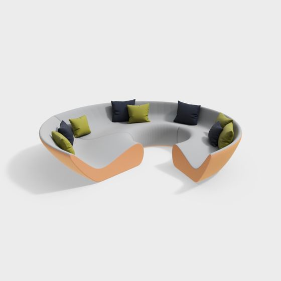 Stylish Low Poly Round Sofa 3D model