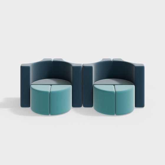 Modular Sofa Set 3D Model – Low-Poly Modern Design