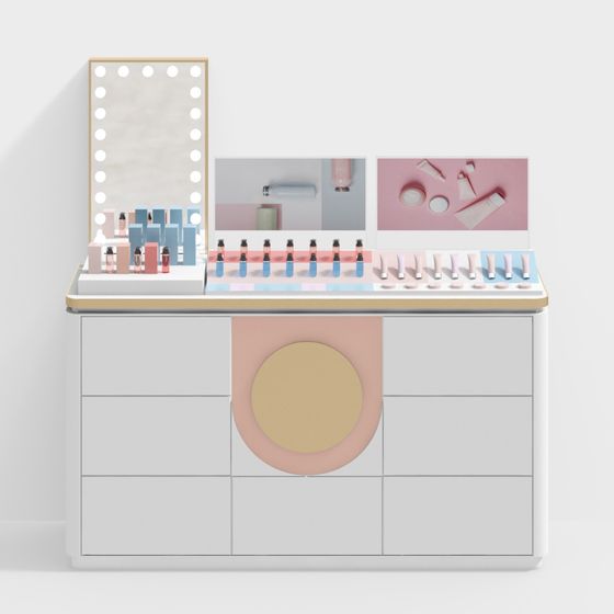 Stylish Low-Poly Makeup Vanity 3D model