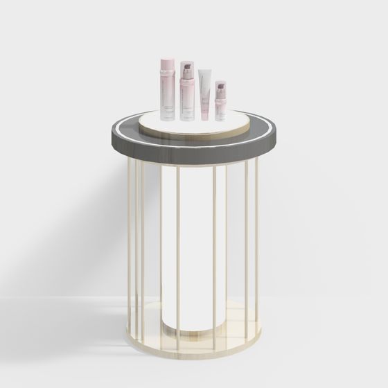 Elegant Display Stand 3D Model – Low-Poly Beige Metal