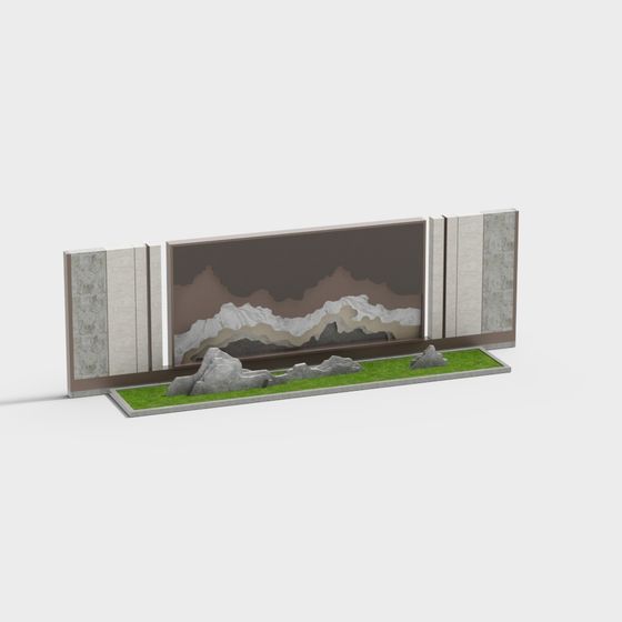 Mountain River Scroll 3D Model