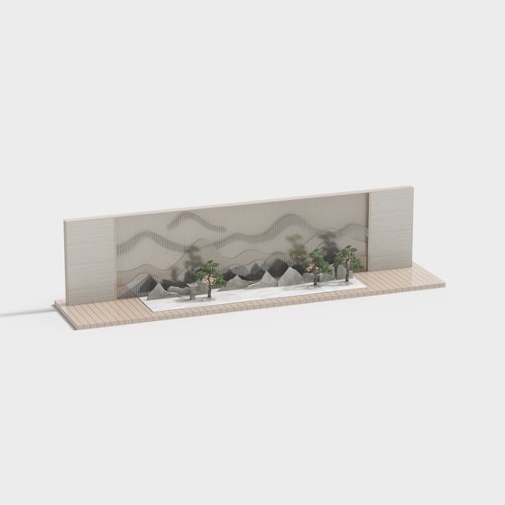 Zen Garden 3D Model – Low Poly Serene Design