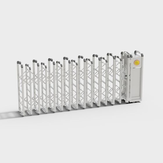 Sleek Electric Folding Gate 3D Model – Gray Metal Design