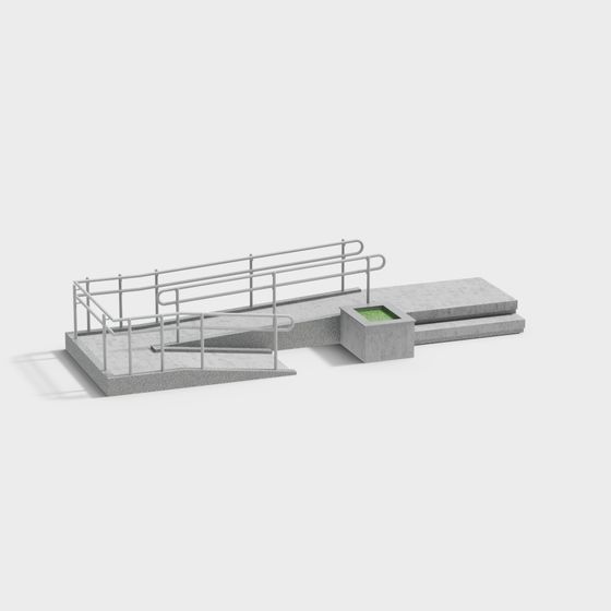 Concrete Skatepark 3D model for Urban Design