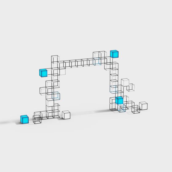 Pixel Maze 3D Model - Geometric Aesthetic