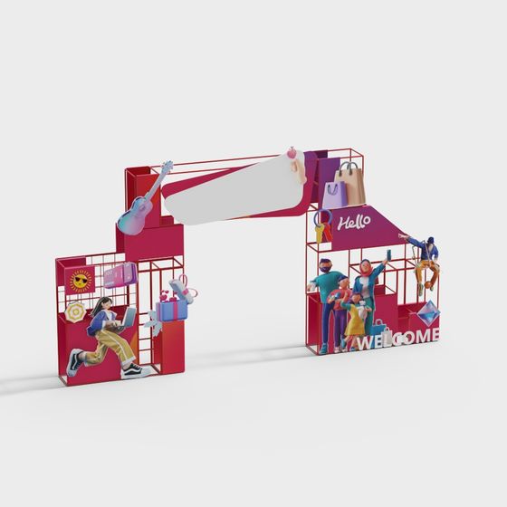 Colorful Welcome Arch 3D model