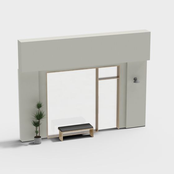 Urban Gateway 3D Model – Minimalist Wood Accented Design