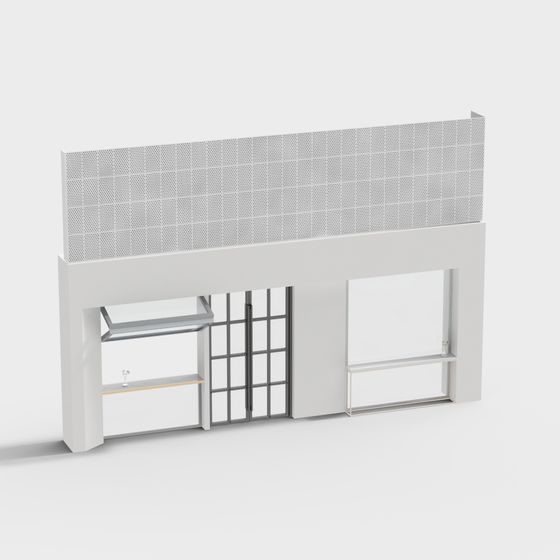 Modern City Window 3D Model – Sleek Metal Frame Design