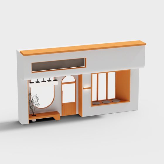 Modern Minimalist Building 3D Model – Vibrant Low-Poly Design