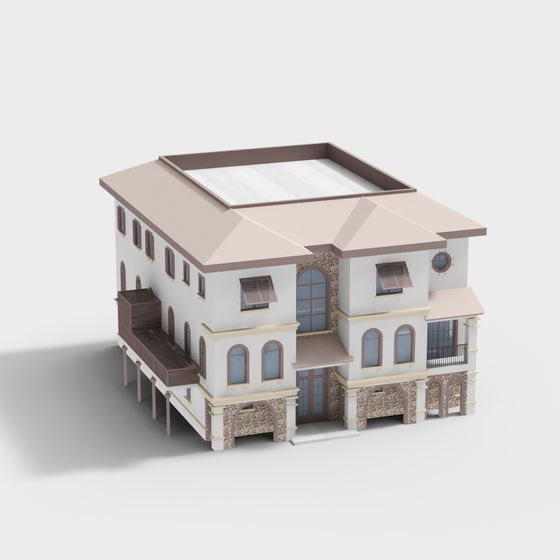 Charming European House 3D model