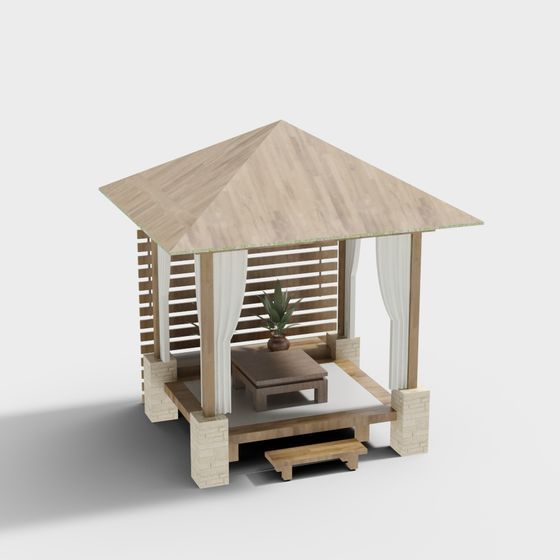 Elegant Summer Pavilion 3D model for Creative Use