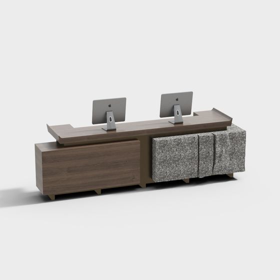 Modern Low-Poly Dual Workstation 3D model