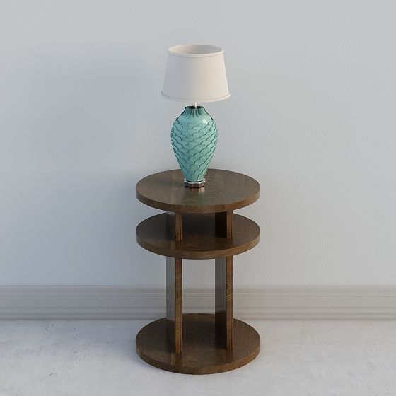 Unique Low-Poly Table Lamp 3D Model – Wooden & Ceramic