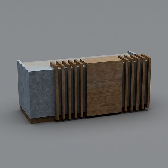 Low Poly Concrete and Wood Partition 3D model