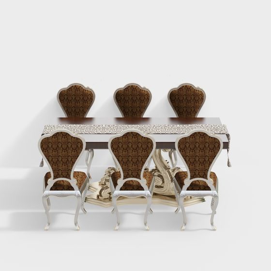 Royal Dining Table and Chair Set 3D model