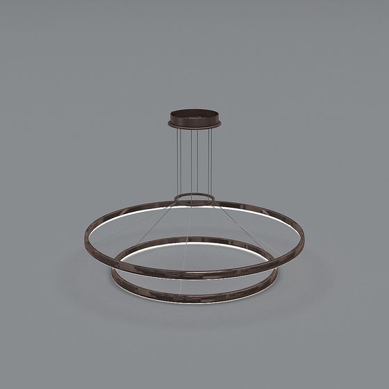 Futuristic Ring Chandelier 3D Model – Low-Poly Copper Design