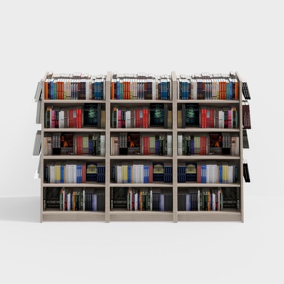 Realistic Library Bookshelf 3D model
