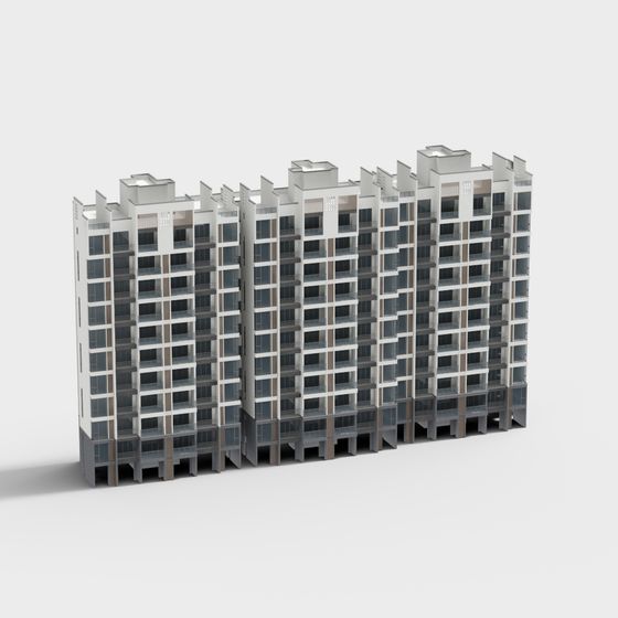 Modern Low-Poly Apartment Building 3D model