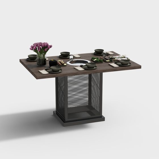 Elegant Low-Polygon Dining Table 3D model