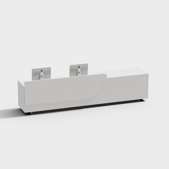 Black Office Space Front Desk 3D Model – Chic Design Free