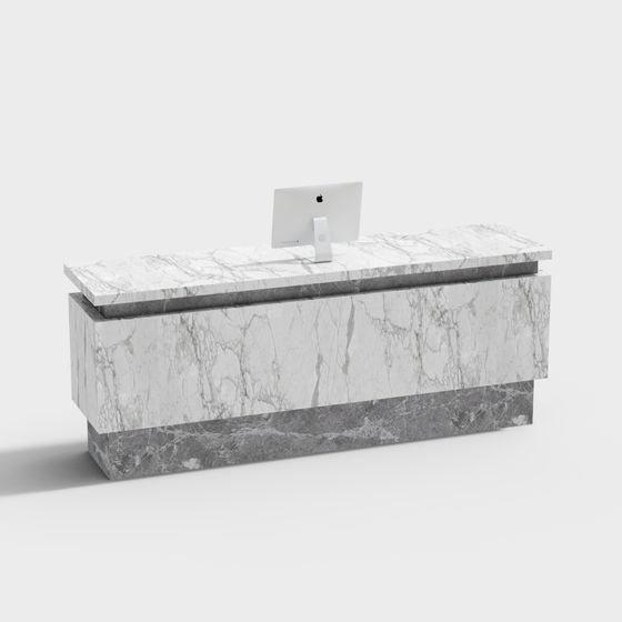 Elegant Marble Office Desk 3D Model