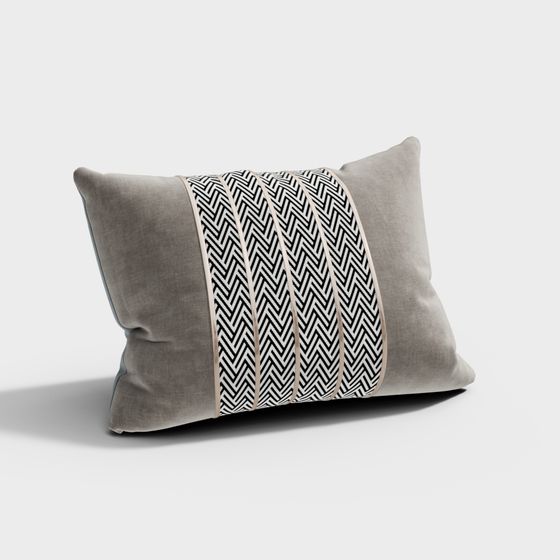 Geometric Pattern Pillow 3D Model – Velvet Diamond Design