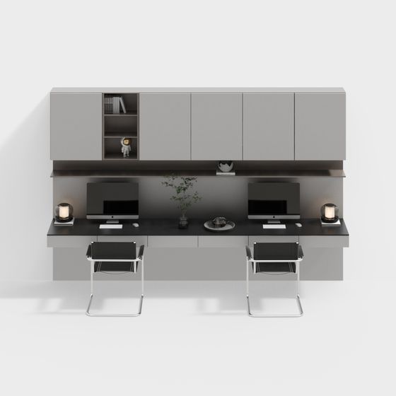 Dual Workstation 3D model for Modern Offices