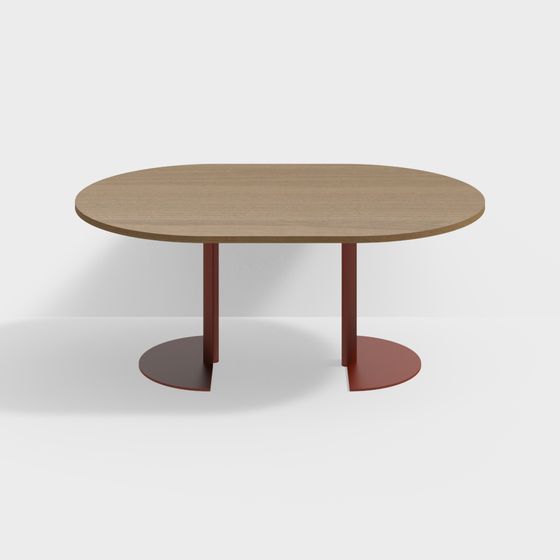 Stylish Low-Polygon Round Table 3D Model – Wood & Metal
