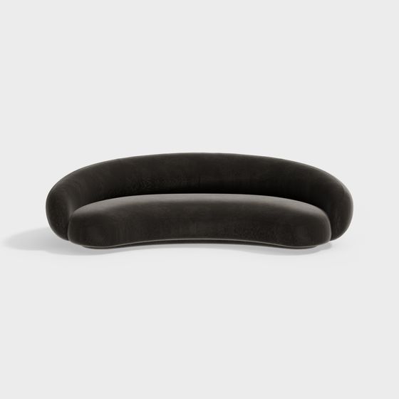 Streamlined Sofa 3D model in Black Leather