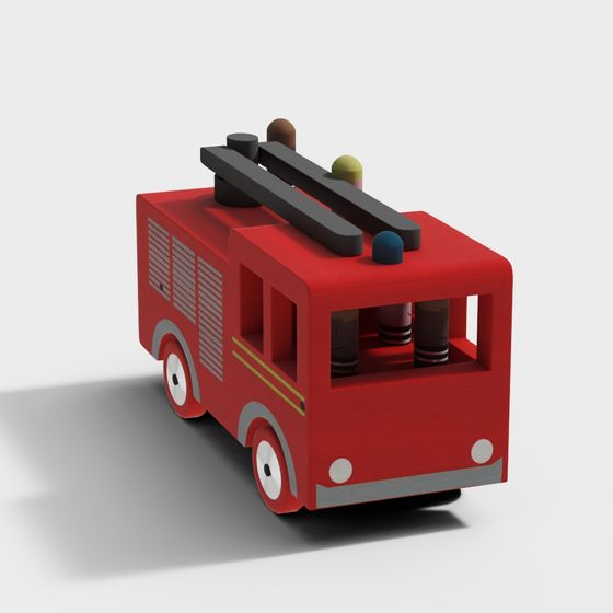 Charming Low-Poly Fire Truck 3D model