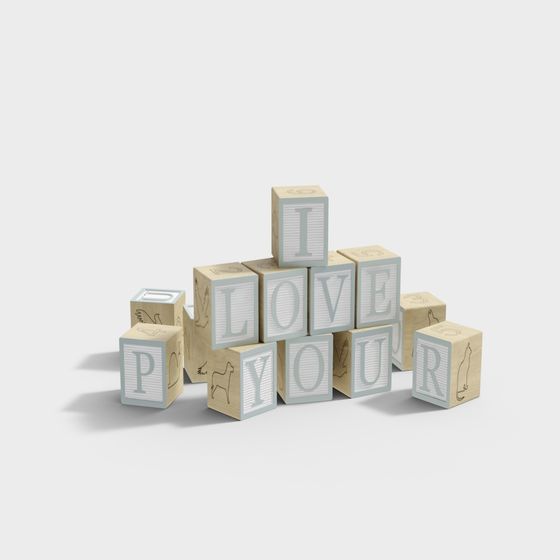 Charming Wooden Block 3D Model Set for Kids